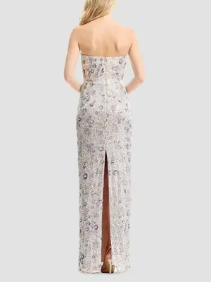 Dress The Population Teresa 3d Flowers Sequin-embellished Column Gown