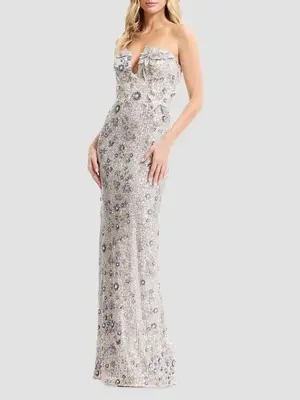 Dress The Population Teresa 3d Flowers Sequin-embellished Column Gown