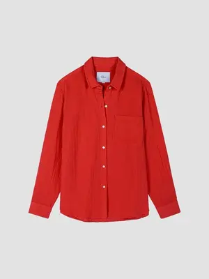 Rails Ellis Gauze Button-front Shirt - Cherry