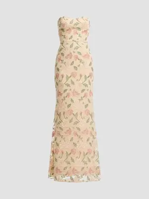 Dress The Population Sheridan Floral Strapless Mermaid Gown - Blush Multi