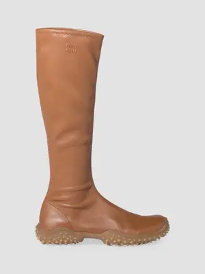 Miu Miu Stretch Nappa Leather Boots - Brown