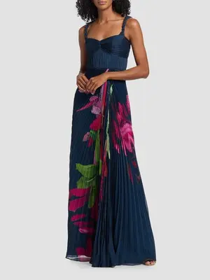 AMUR Drea Floral Pleated Gown