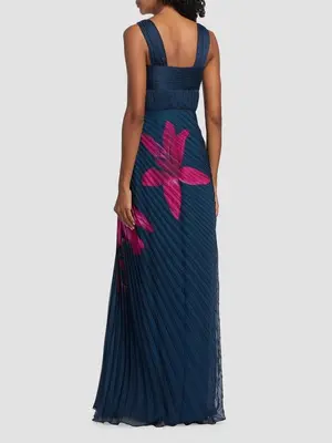 AMUR Drea Floral Pleated Gown