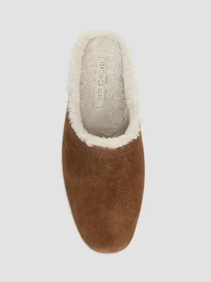 Veronica Beard Narcisa Shearling-lined Suede Mules - Chestnut