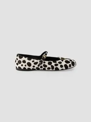 Prada Printed Leather Ballerinas - White Multi