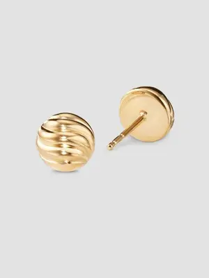 David Yurman Sculpted Cable Stud Earrings In 18k Yellow 8mm
