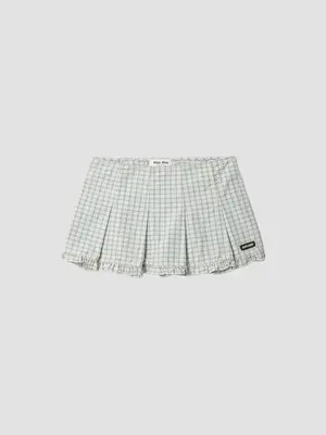 Miu Miu Pleated Check Mini Skirt - Multicolor