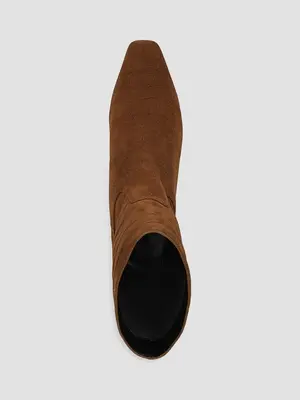 FAVORITE DAUGHTER Addison Snake-embossed Suede Ankle Boots