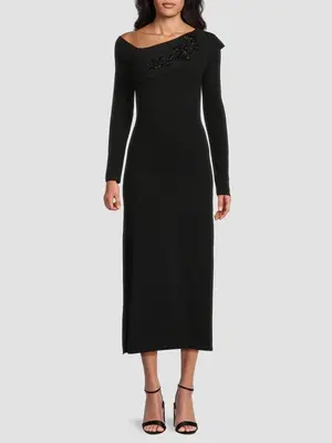 KAY UNGER Asymmetric Beaded Midi-dress