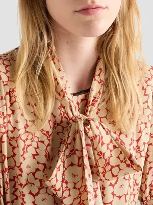 Prada Embroidered Floral Print Sablé Dress - Orange Multi