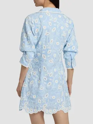 Simkhai Freya Embroidered Linen-blend Mini Dress