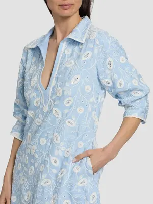 Simkhai Freya Embroidered Linen-blend Mini Dress