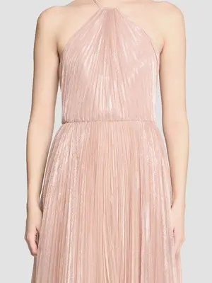 Halston Marisol Plissé Lurex Halterneck Gown