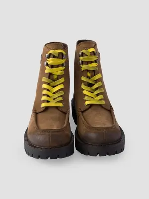 Prada Aged Suede Lace-up Ankle Boots