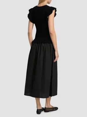 Rails Deirdre Ruffled Mixed-media Midi-dress