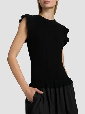 Rails Deirdre Ruffled Mixed-media Midi-dress
