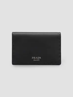 Prada Antiqued Leather Card Holder - Black