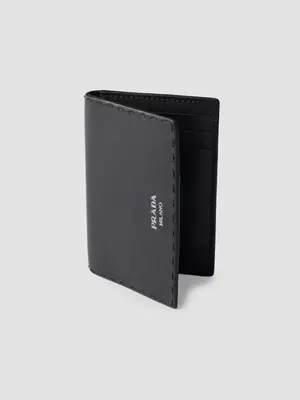 Prada Antiqued Leather Card Holder - Black