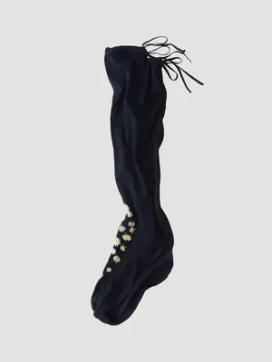 Prada Embroidered Over The Knee Cotton Socks