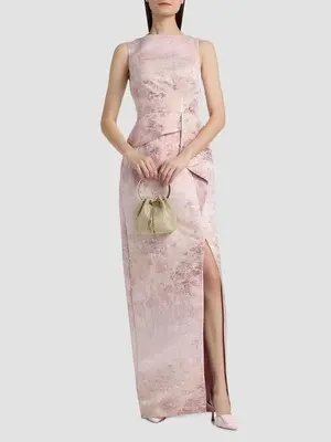KAY UNGER Luciana Metallic Monet Jacquard Column Gown