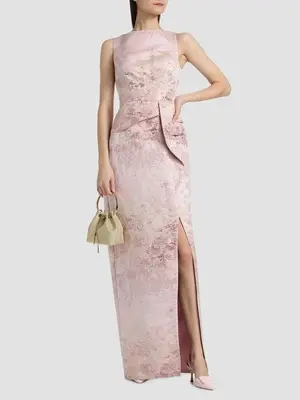 KAY UNGER Luciana Metallic Monet Jacquard Column Gown