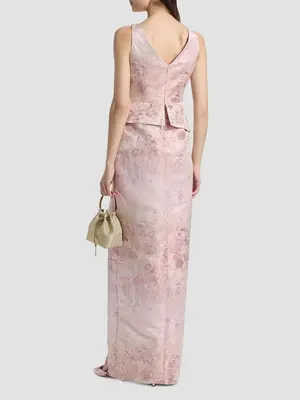 KAY UNGER Luciana Metallic Monet Jacquard Column Gown