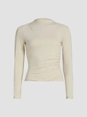 Rails Joelle Fitted Ruched Long-sleeve Top - Ivory