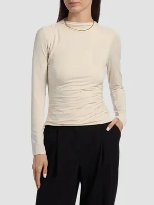 Rails Joelle Fitted Ruched Long-sleeve Top - Ivory