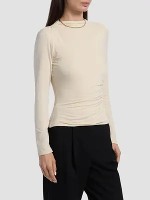 Rails Joelle Fitted Ruched Long-sleeve Top - Ivory