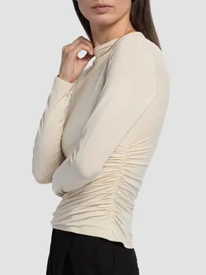 Rails Joelle Fitted Ruched Long-sleeve Top - Ivory