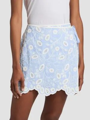 Simkhai Delaney Embroidered Linen-blend Mini Skirt - Tidepool Multi