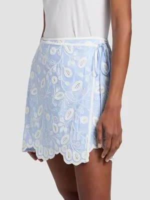 Simkhai Delaney Embroidered Linen-blend Mini Skirt - Tidepool Multi