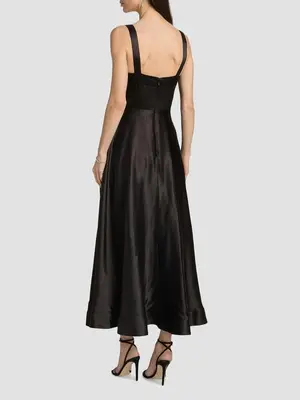 AS IT MAY Satin Embroidered Floral Cocktail Dress