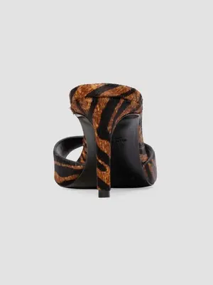BLACK SUEDE STUDIO Freddie 70mm Pony Hair Mules - Brown Zebra