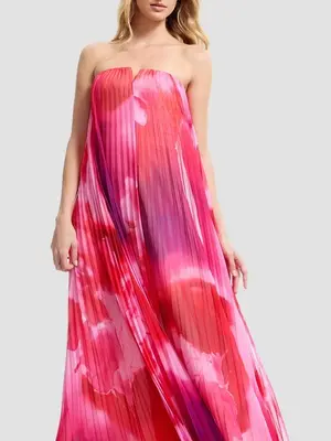 Dress The Population Kelston Plissé Strapless Dress