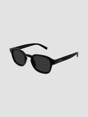Gucci Lines 49mm Round Sunglasses - Black