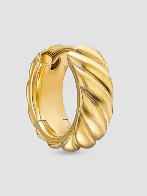 David Yurman Sculpted Cable Hoop Earring In 18k Yellow 12.8mm - Gold