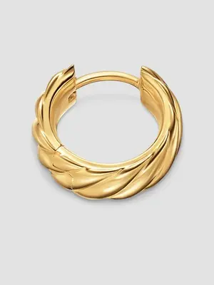 David Yurman Sculpted Cable Hoop Earring In 18k Yellow 12.8mm