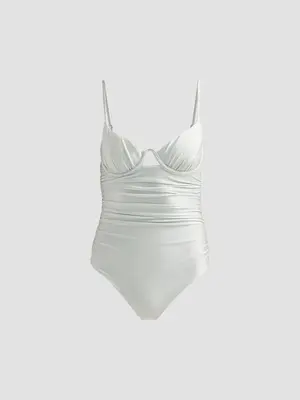 Simkhai Laine Ruched One-piece Swimsuit - Mint