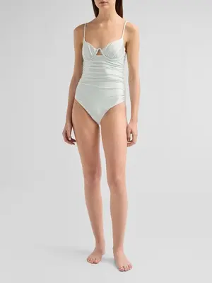Simkhai Laine Ruched One-piece Swimsuit - Mint