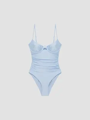 Simkhai Laine Ruched One-piece Swimsuit - Tidepool