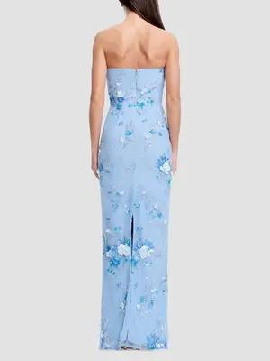 Dress The Population Daisy Embroidered Floral Column Gown