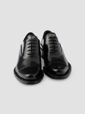 Prada Brushed Leather Lace-up Oxford Shoes
