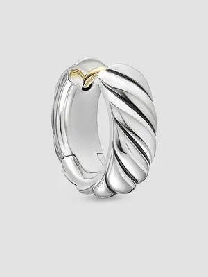 David Yurman Sculpted Cable Hoop Earring In Sterling 12.8mm - Silver