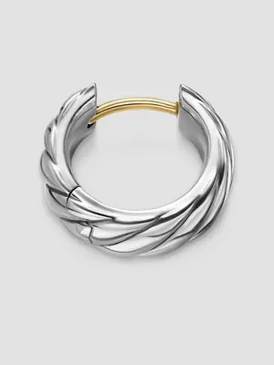 David Yurman Sculpted Cable Hoop Earring In Sterling 12.8mm