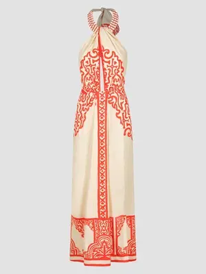 Johanna Ortiz Sunset Script Halter Maxi Dress
