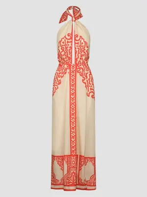 Johanna Ortiz Sunset Script Halter Maxi Dress