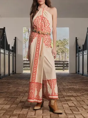 Johanna Ortiz Sunset Script Halter Maxi Dress