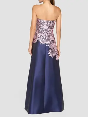 KAY UNGER Leona Floral Strapless Gown