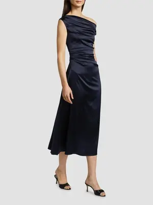 Staud Phare Silk Drape Midi-dress